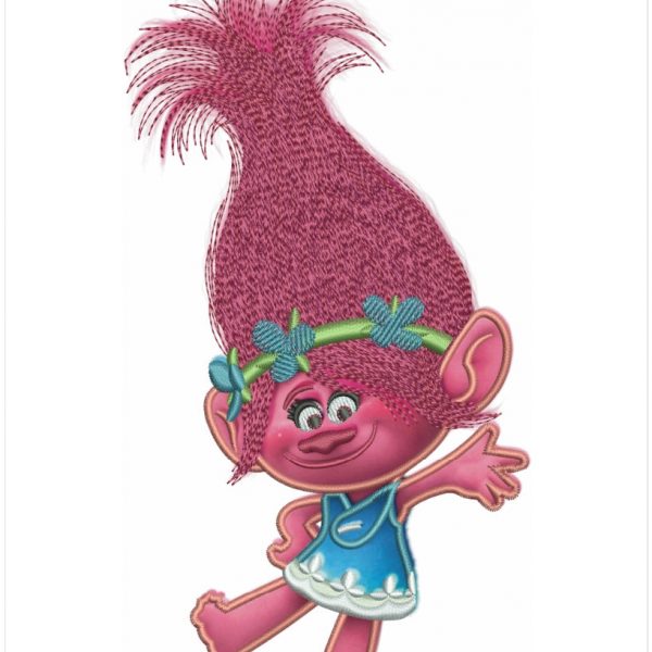 Princess Poppy from Trolls - Applique 7 inches Tall - Machine ...