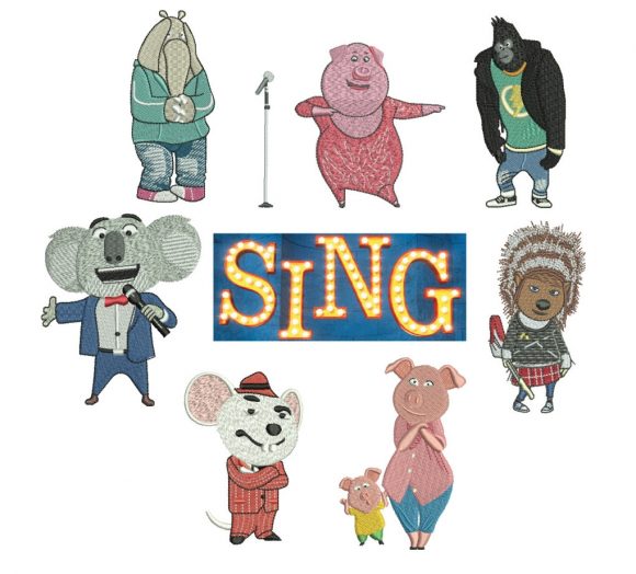 Sing - 7 Characters - Machine Embroidery Designs | Indian Digitizer ...
