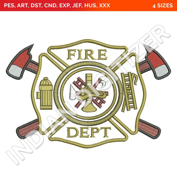 Fire Department Crest Generic Crest Embroidery Design In 4 Sizes & 8 ...