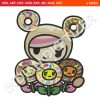 Donutella With Tokidoki Flowers Tokidoki Embroidery Design In 4 Sizes ...